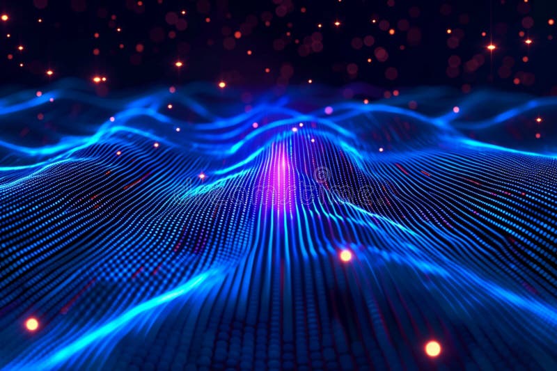 Panoramic Tech Background Connected Points, LED Lines, 3D Rendering ...