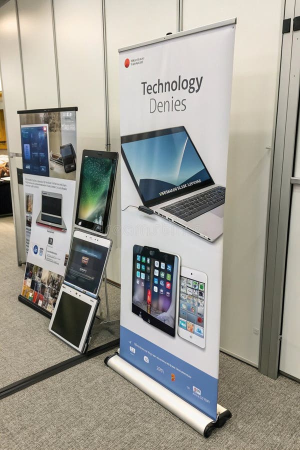 Panoramic Technology Banner with Electronic Devices Stock Illustration ...