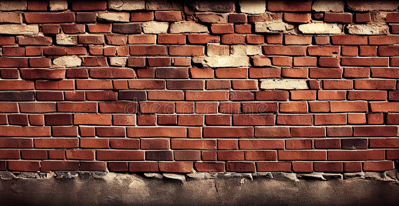 Panoramic Texture, Old Ruined Red Brick Wall - AI Generated Image Stock ...