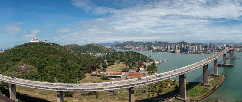Panoramic of the Third Bridge, Terceira Ponte, in Vitoria, ES, Brazil ...