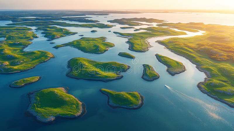 Panoramic Top View of Grouped Islands Stock Photo - Image of marsh ...