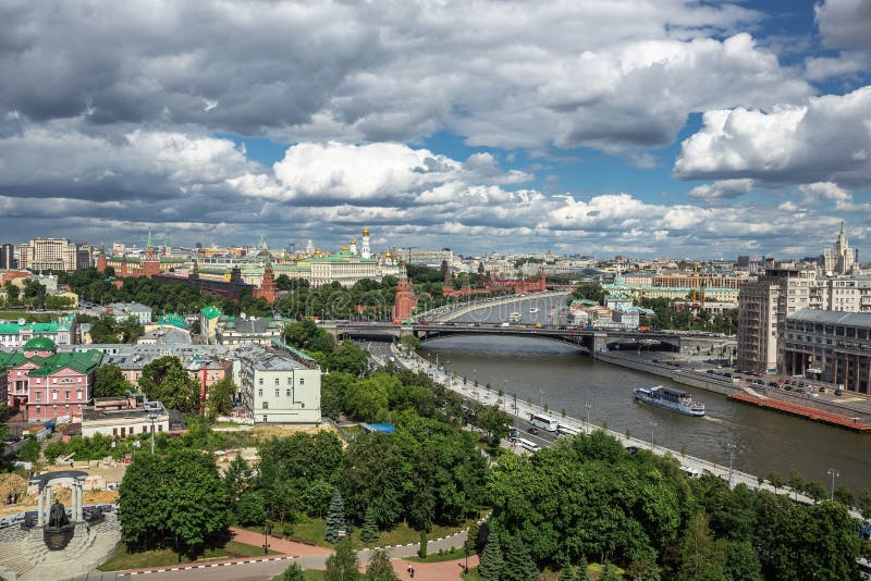 Panoramic Top View of the Moscow River and the Kremlin Stock Image ...