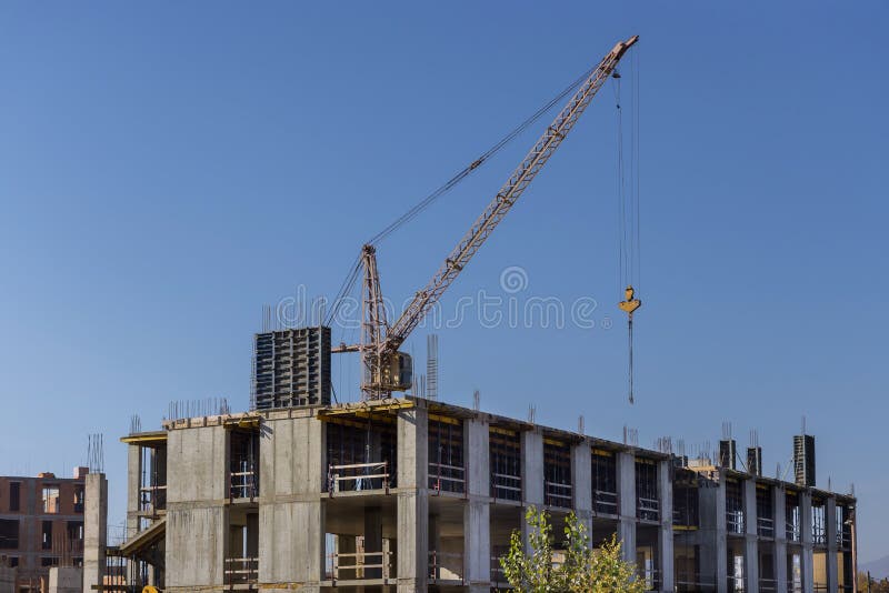 Panoramic Top View Several Construction Tower Cranes of Different ...