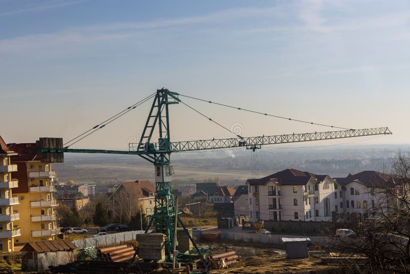 Panoramic Top View Several Construction Tower Cranes of Different ...