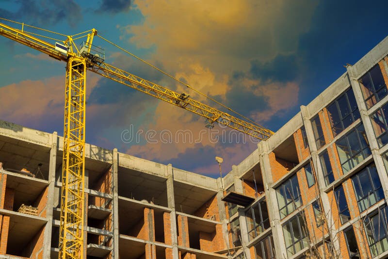 Panoramic Top View Several Construction Tower Cranes of Different ...
