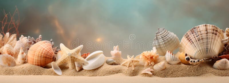 Landscape with Seashells on Tropical Beach - Summer Holiday. Stock ...