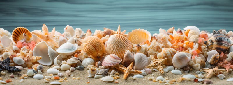 Landscape with Seashells on Tropical Beach - Summer Holiday. Stock ...