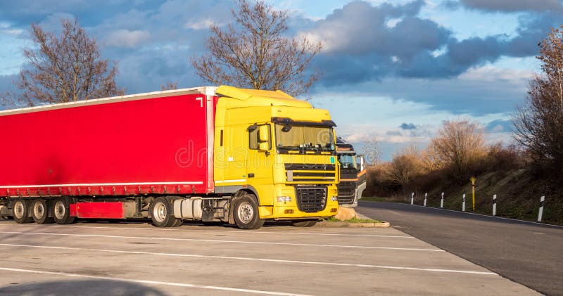 Truck rest area stock photo. Image of truck, volvo, parking - 5417526