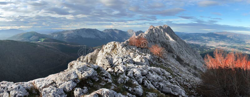 Panoramic of Urkiola Mountain Range. Basque Country Stock Photo - Image ...