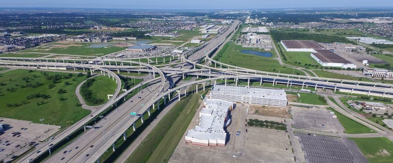 Panoramic Vertical View Katy Freeway Interstate 10 with Clear Bl Stock ...