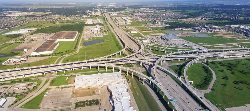 Panoramic Vertical View Katy Freeway Interstate 10 with Clear Bl Stock ...