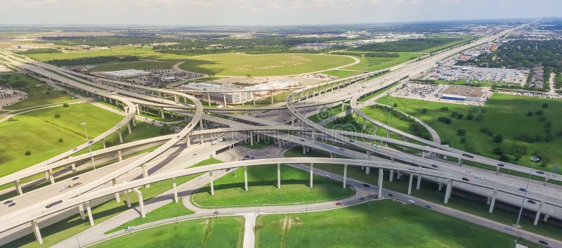 Panoramic Vertical View Katy Freeway Interstate 10 Stack Interchange ...