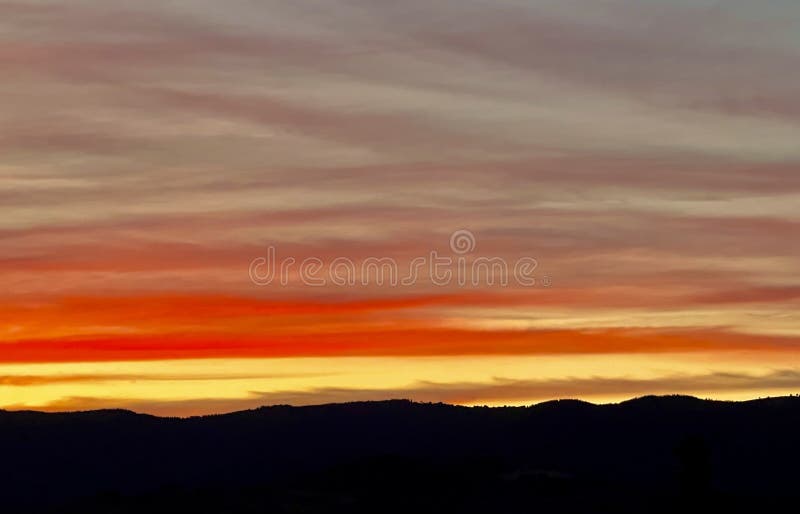 Panoramic with a Very Powerful Colorful View of a Beautiful Sunset ...