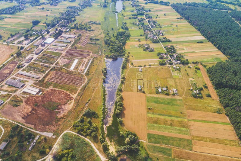 Panoramic View from Above of the Countryside and River Stock Photo ...