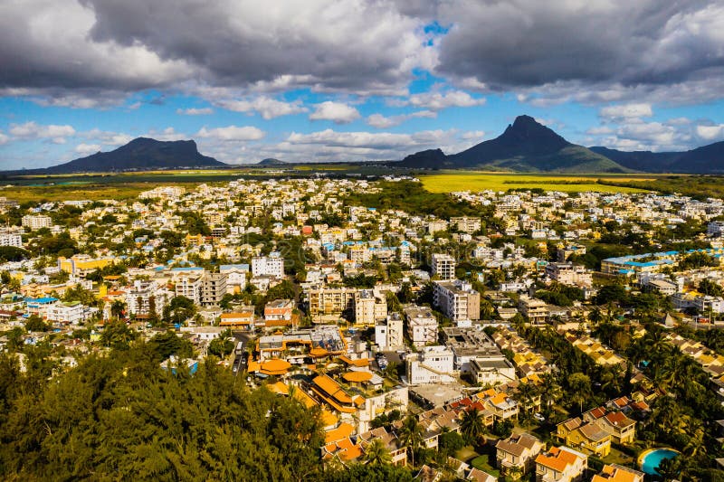 Panoramic View from Above of the Town and Mountains on the Island of ...