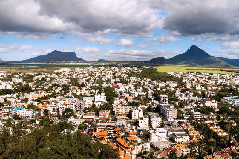 Panoramic View from Above of the Town and Mountains on the Island of ...