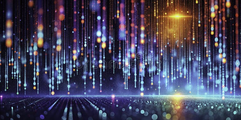 A Panoramic View of Abstract Digital Rain Visualizing Binary Code Data ...