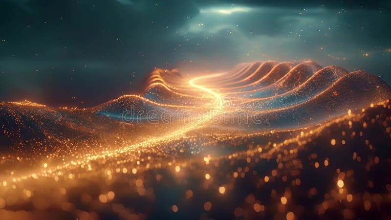 A Panoramic View of an Abstract Landscape Reveals a Network of Glowing ...