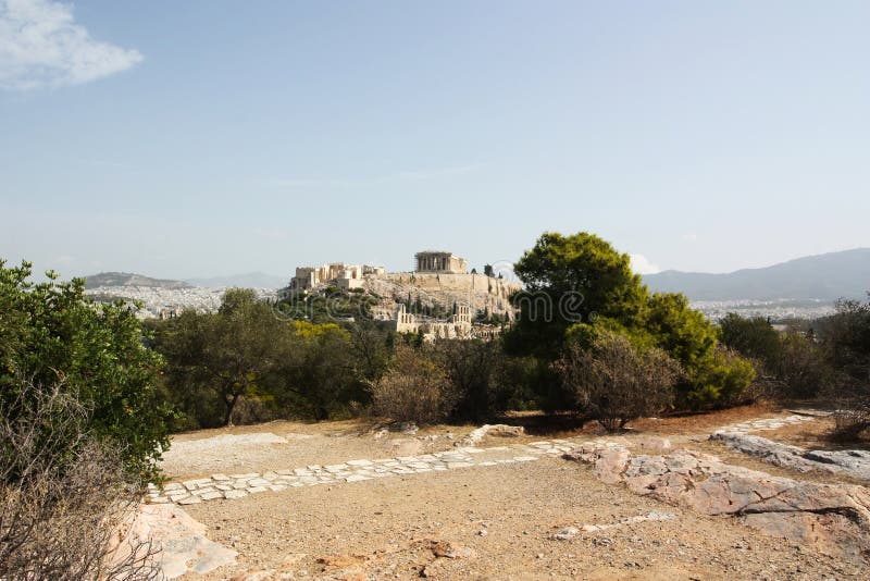 Panoramic View of the Acropolis from Philopappou Hill, Athens, Greece ...