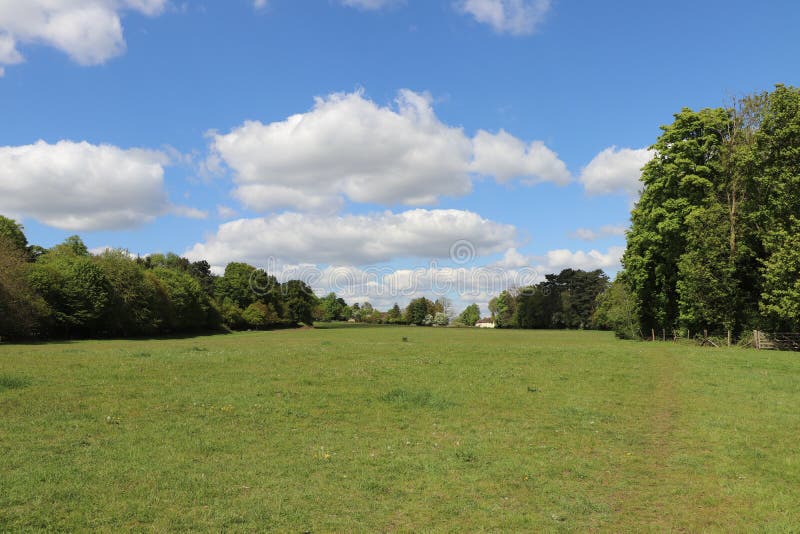 Panoramic View Across a Wide Meadow in Spring in Hertfordshire Stock ...