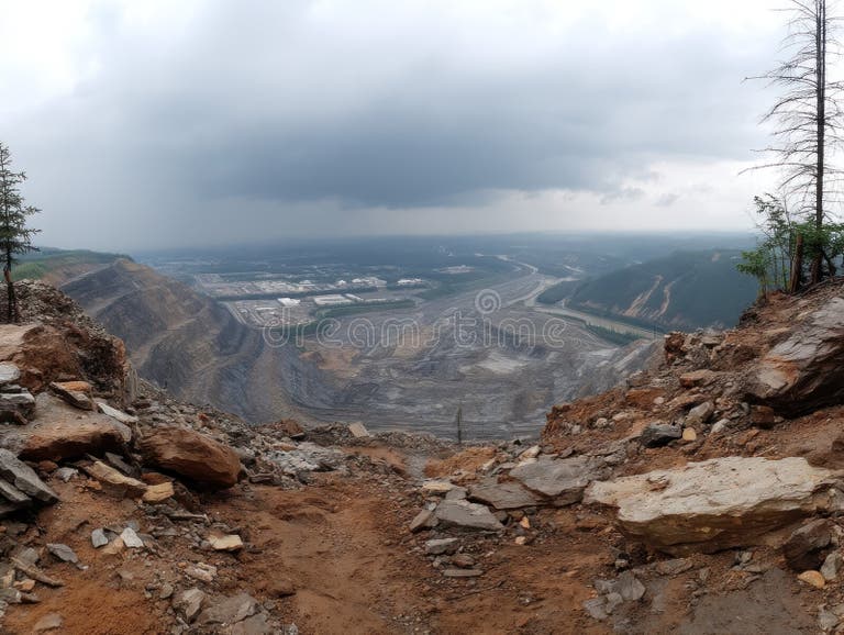 A Panoramic View of Alberta S Oil Sands Extraction Site Stock Photo ...