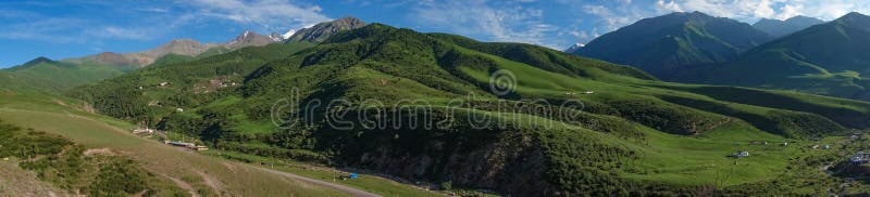 Panoramic View of the Alpan Mountains Stock Image - Image of cloud ...