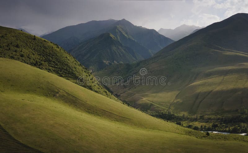 Panoramic View of the Alpan Mountains Stock Photo - Image of mountain ...