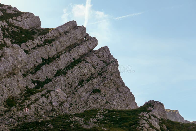 A Panoramic View on Alpine Slopes in Austria. There are Sharp Ans Steep ...