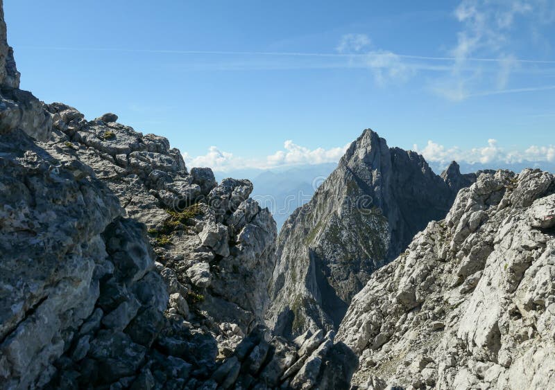 A Panoramic View on Alpine Slopes in Austria. There are Sharp Ans Steep ...