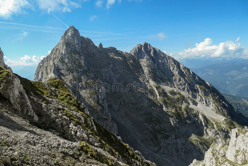 A Panoramic View on Alpine Slopes in Austria. There are Sharp Ans Steep ...