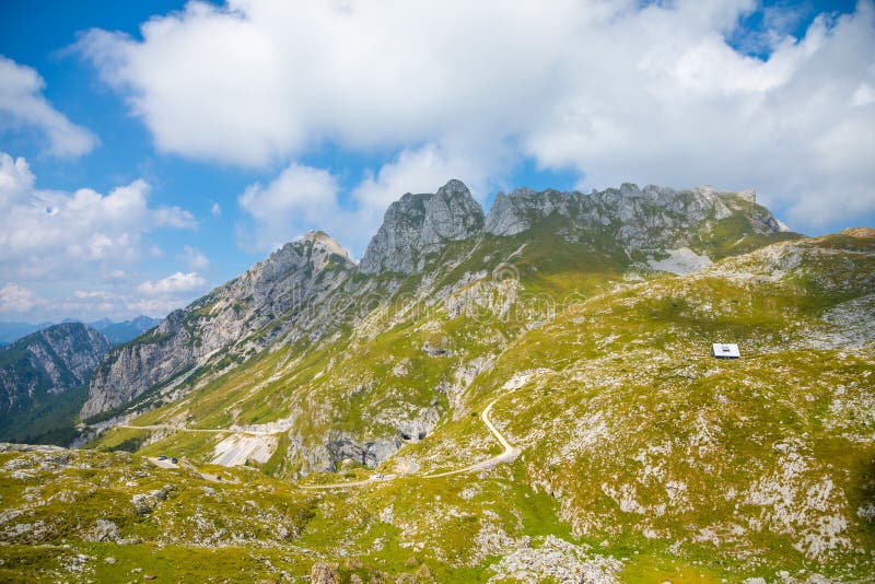 Panoramic View of Alps from Mangart Saddle, Slovenia Stock Photo ...