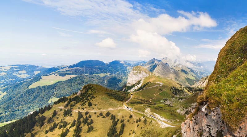 Panoramic View of Alps from the Rochers De Naye, Switzerland Stock ...