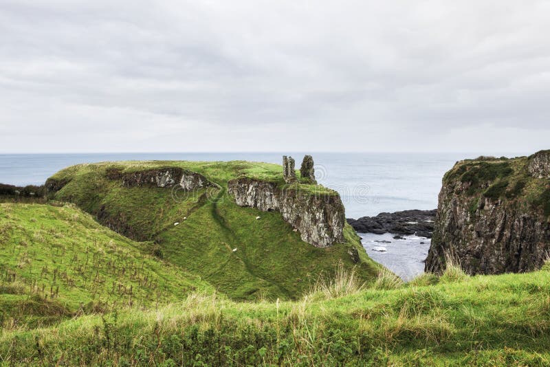 Panoramic View of Ancient Dunseverick Castle Ruins in County Antrim ...