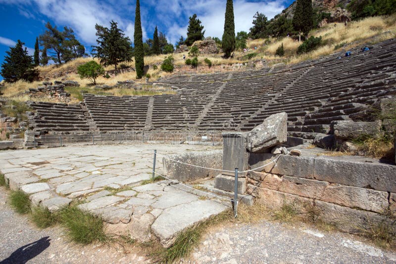 Panoramic View of Ancient Greek Archaeological Site of Delphi, Greece ...