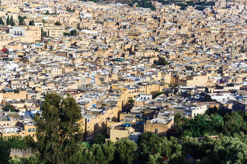 Panoramic View of Ancient Royal City of Fes, Morocco Stock Image ...