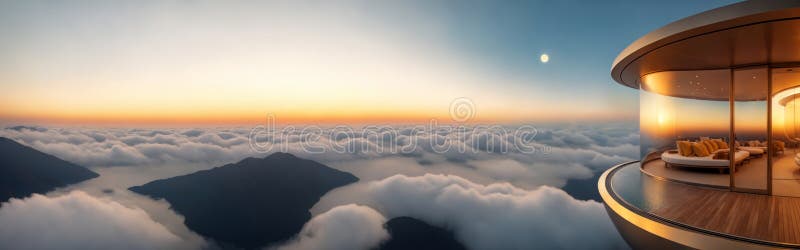 Panoramic View from an Anti-gravity House Floating High Above the ...