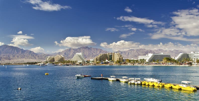 Panoramic View on Aqaba Gulf and Eilat Stock Photo - Image of ...