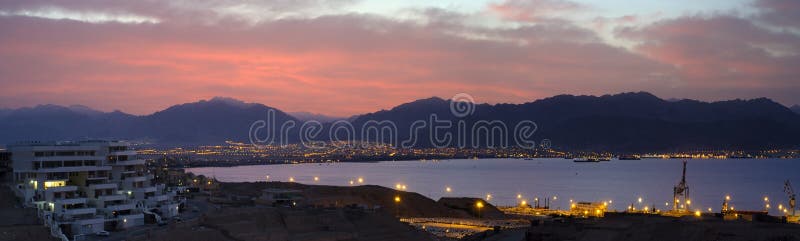 Panoramic View on Aqaba Gulf from Eilat, Israel Stock Photo - Image of ...
