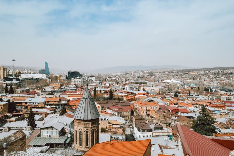Panoramic View of the Architecture of the Spring City of Tbilisi Stock ...