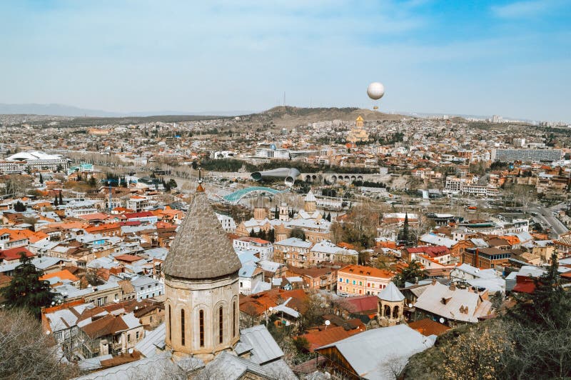 Panoramic View of the Architecture of the Spring City of Tbilisi Stock ...