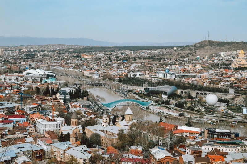 Panoramic View of the Architecture of the Spring City of Tbilisi Stock ...