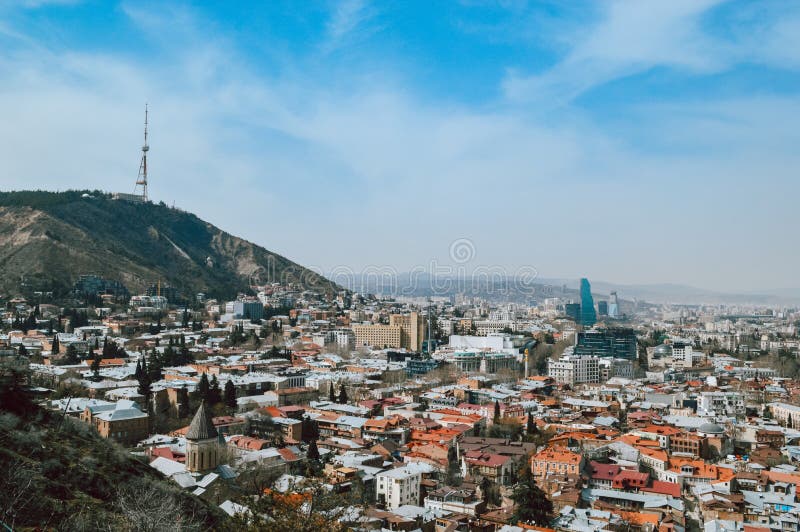 Panoramic View of the Architecture of the Spring City of Tbilisi Stock ...