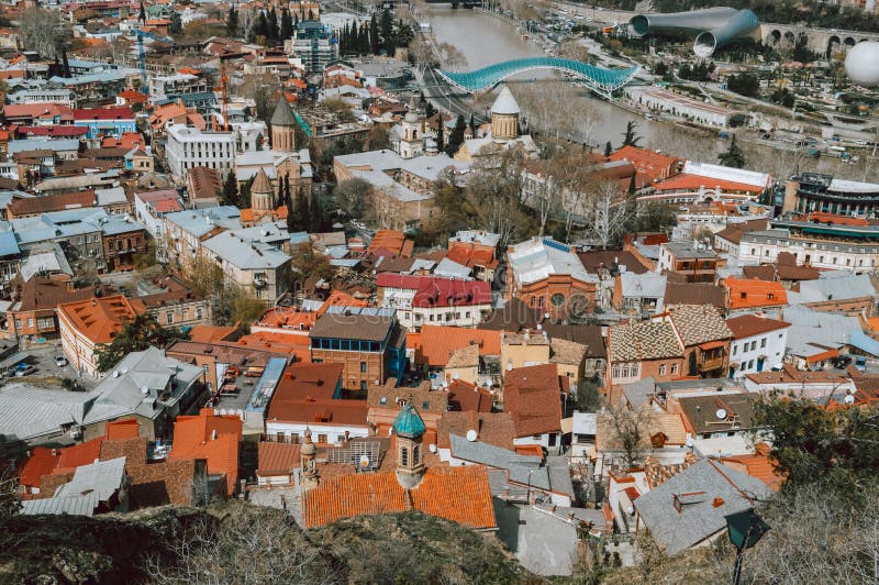 Panoramic View of the Architecture of the Spring City of Tbilisi Stock ...