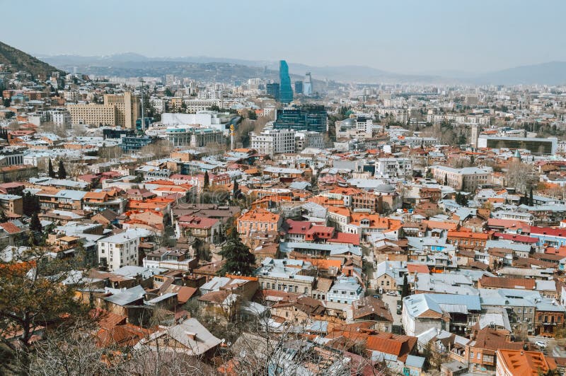 Panoramic View of the Architecture of the Spring City of Tbilisi Stock ...