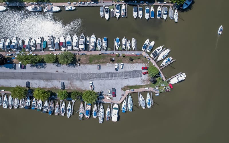 Panoramic View of Ashtabula Marina Along Ashtabula River in Ohio Stock ...