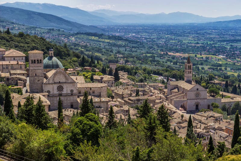 Panoramic View of Assisi, Italian Medieval Town Stock Photo - Image of ...