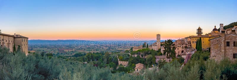 Panoramic View of Assisi in the Morning Stock Image - Image of light ...
