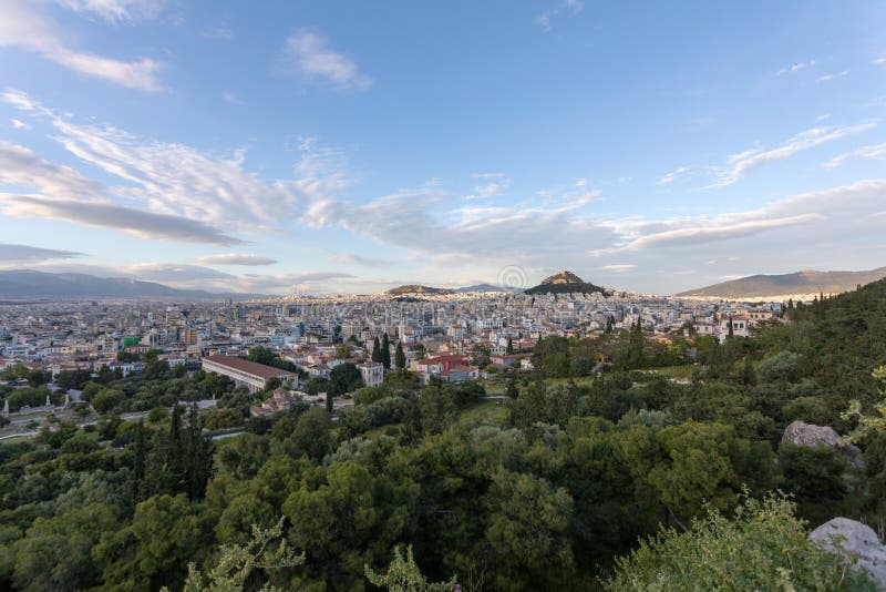 Panoramic View of Athens City Stock Image - Image of city, hellenic ...