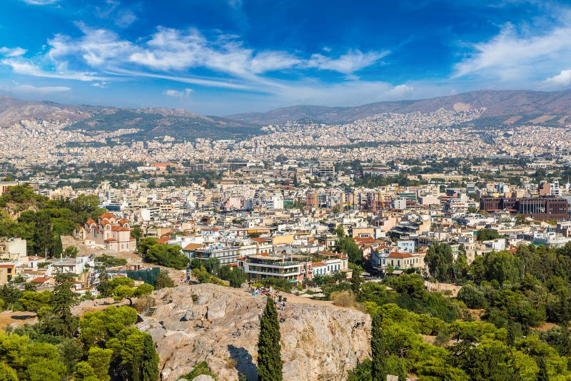 Panoramic View of Athens, Greece Stock Photo - Image of city ...