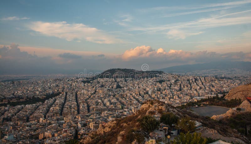 Panoramic View of Athens from Mount Lycabettus Stock Photo - Image of ...